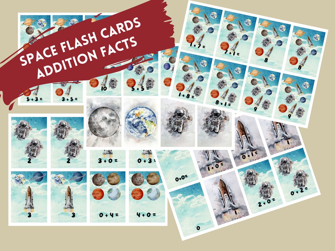 Space Flashcards for Kids, Preschool Math Facts, Kindergarten ...