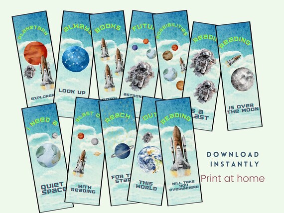 Space Bookmark for Kids Solar System Bookmark Printable | Etsy