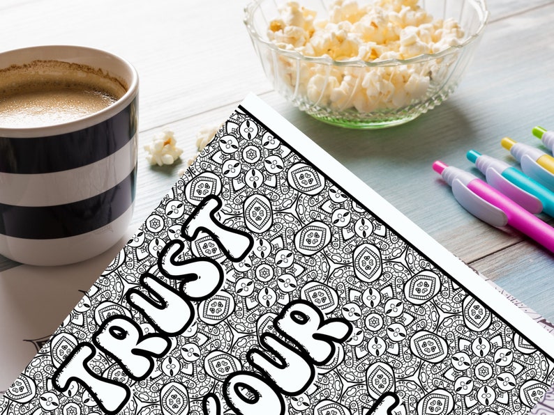 Positive Thoughts Coloring Pages for Women, Affirmation Quotes for Moms ...