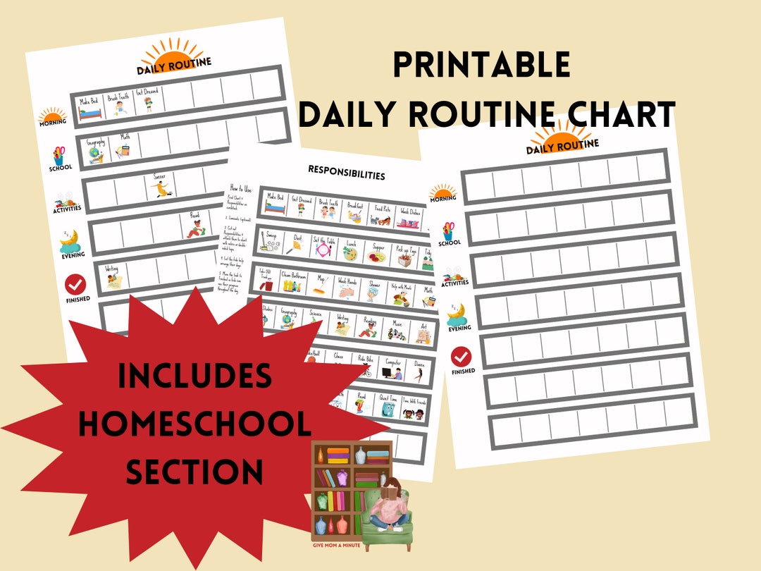 Chore Chart for Kids | Daily Routine for Kids| Homeschool Schedule ...