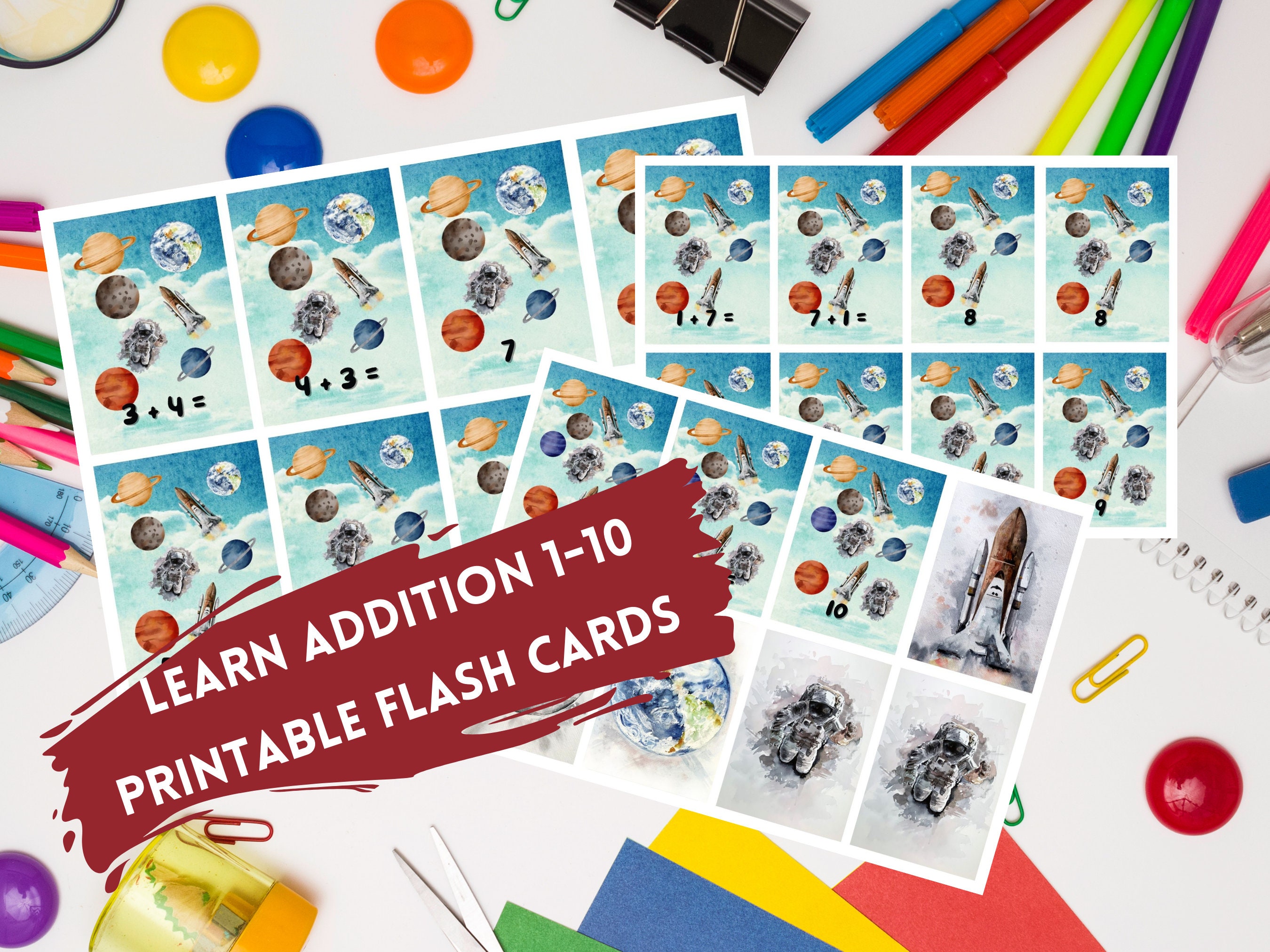 Space Flashcards for Kids, Preschool Math Facts, Kindergarten ...