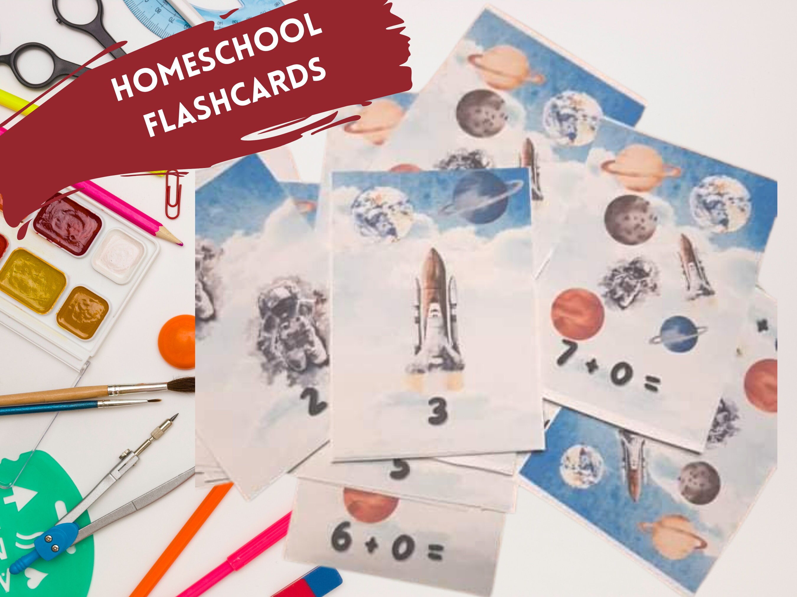 Space Flashcards for Kids, Preschool Math Facts, Kindergarten ...