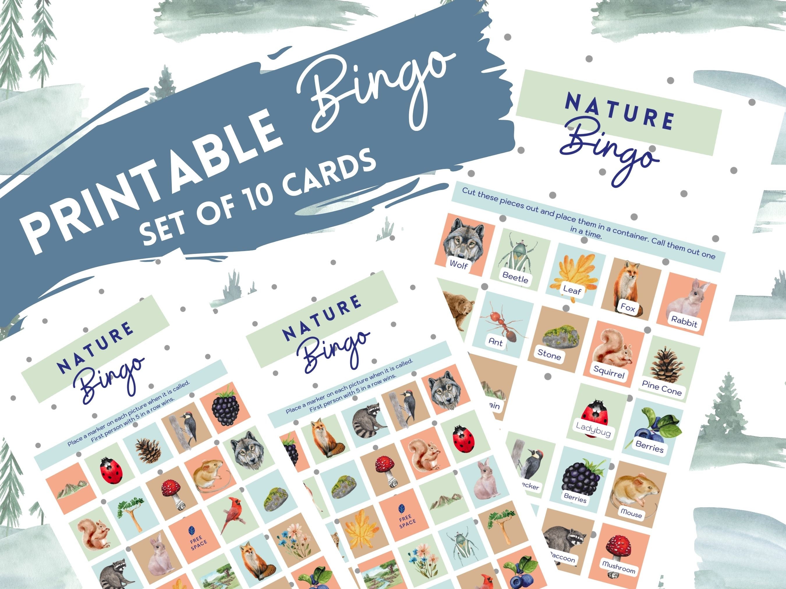 Nature Bingo Cards, Woodland Creatures Bingo for School, Printable Game ...