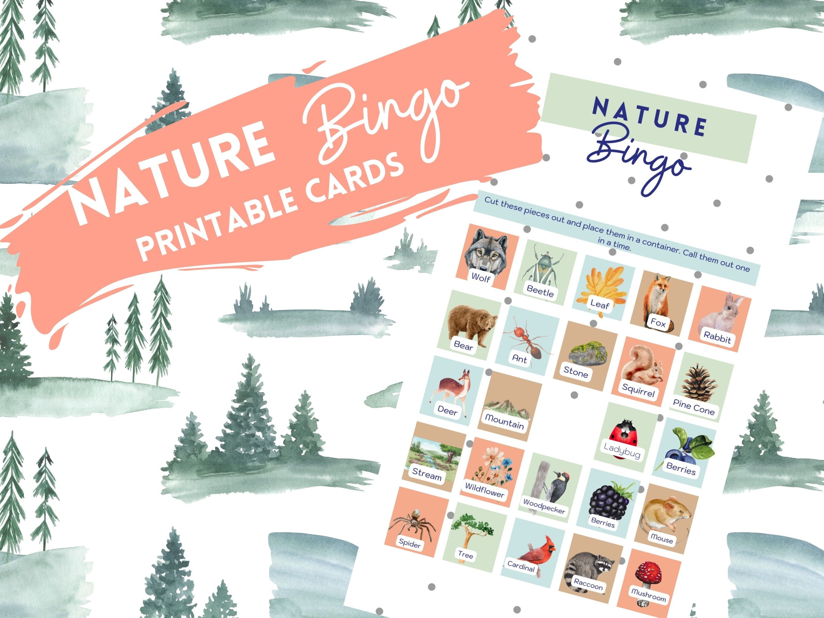 Nature Bingo Cards, Woodland Creatures Bingo for School, Printable Game ...