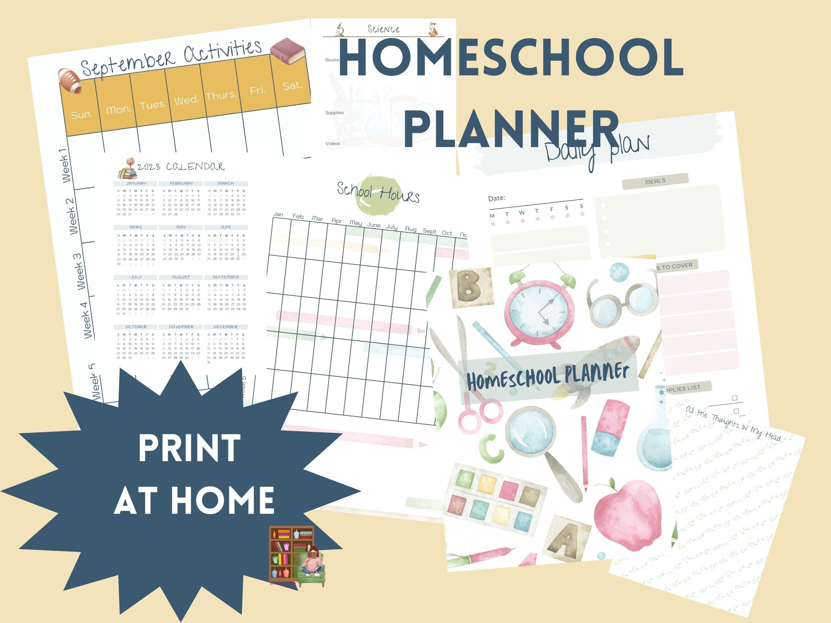 Homeschool Planner Printable, Homeschool Schedule, Daily Planner for ...