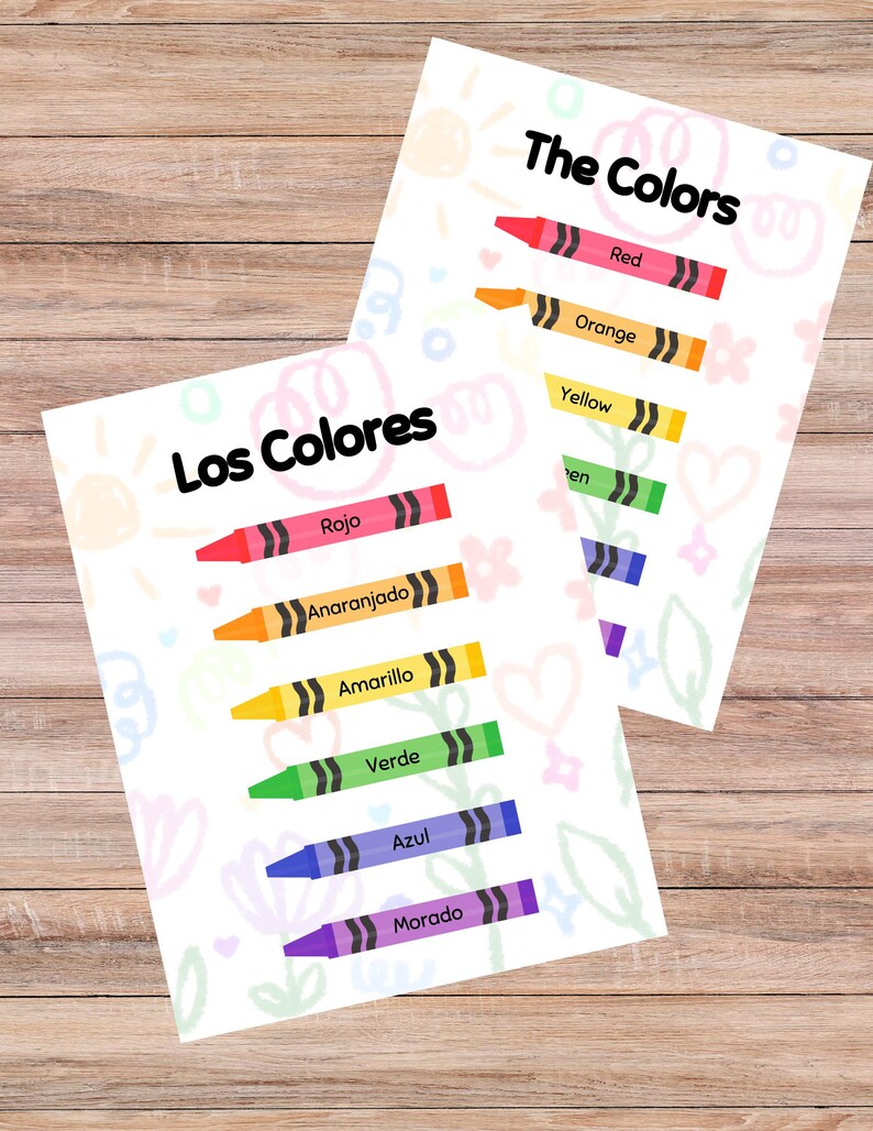 Digital Bilingual Color Crayon Posters | Back to School Classroom Decor ...