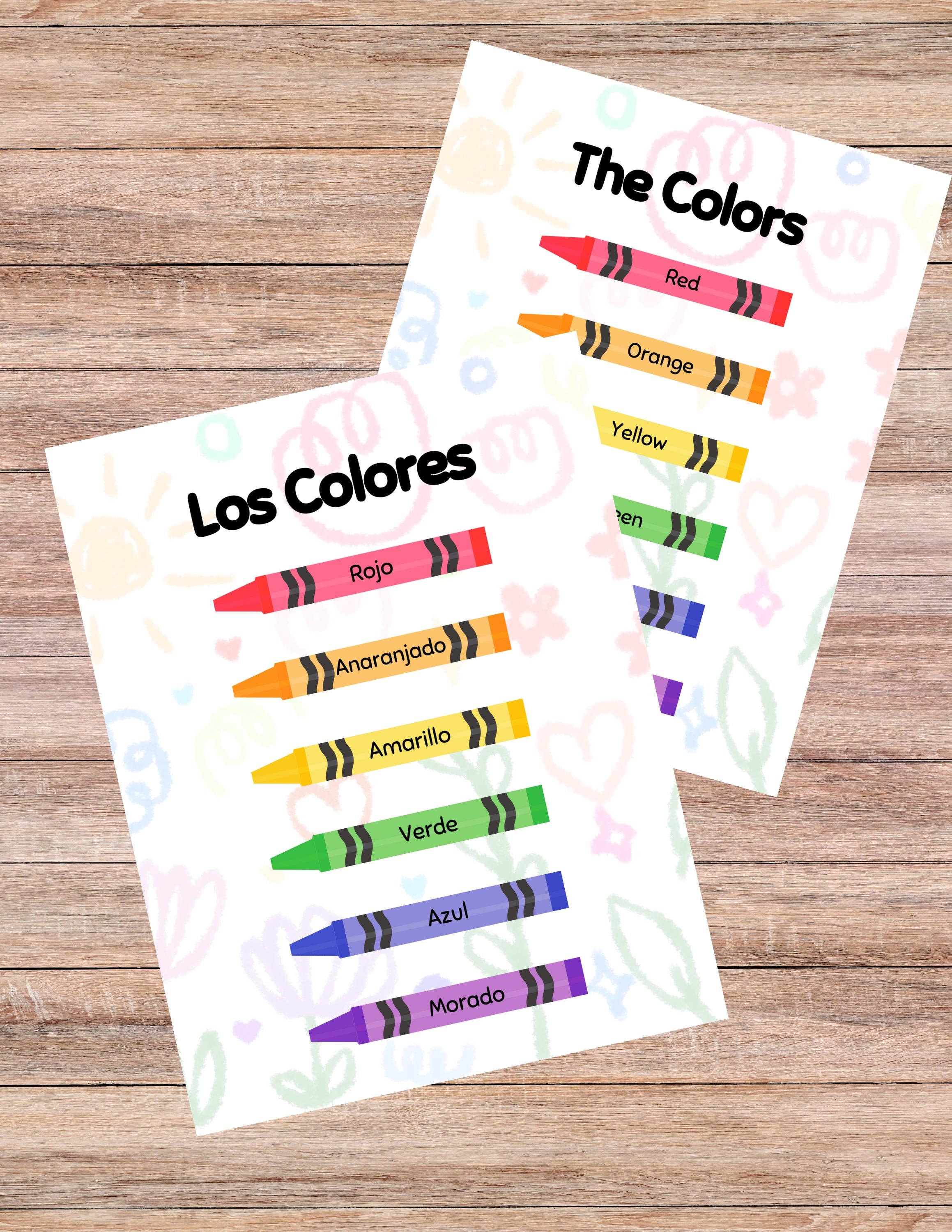 Digital Bilingual Color Crayon Posters | Back to School Classroom Decor ...