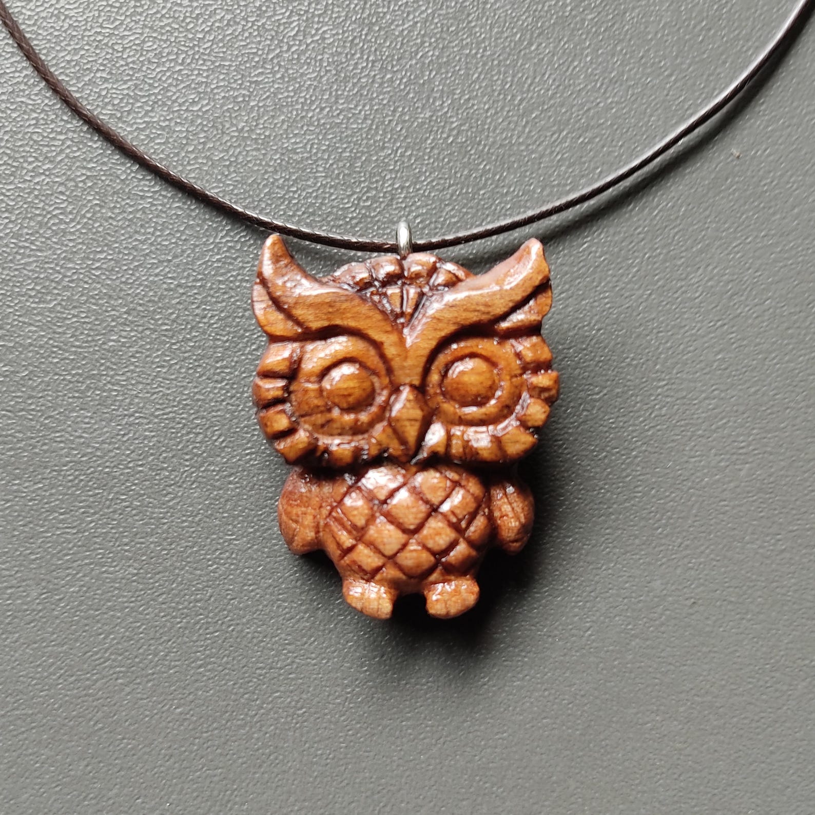 Hand Carved Walnut Owl Pendant: Eco-friendly Wooden Necklace - Etsy
