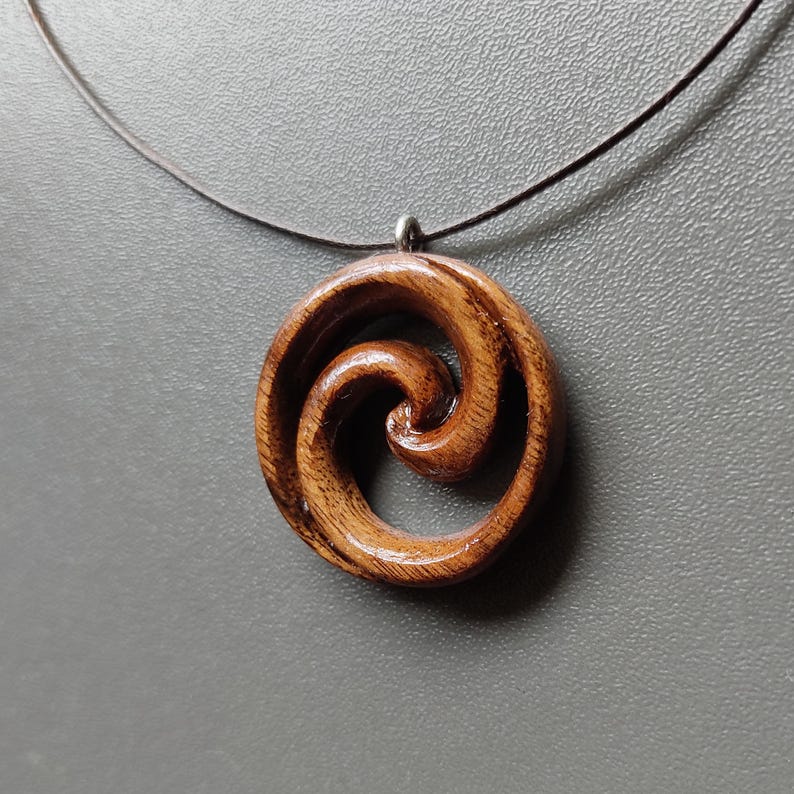 Hand Carved Walnut Wood Pendant Necklace: Eco-friendly Statement ...