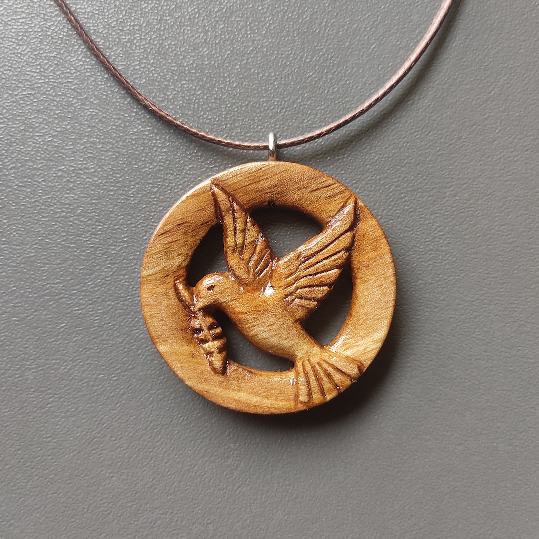 Dove of Piece Necklace-hand Carved Wooden Necklace-wood Carving Pendant ...