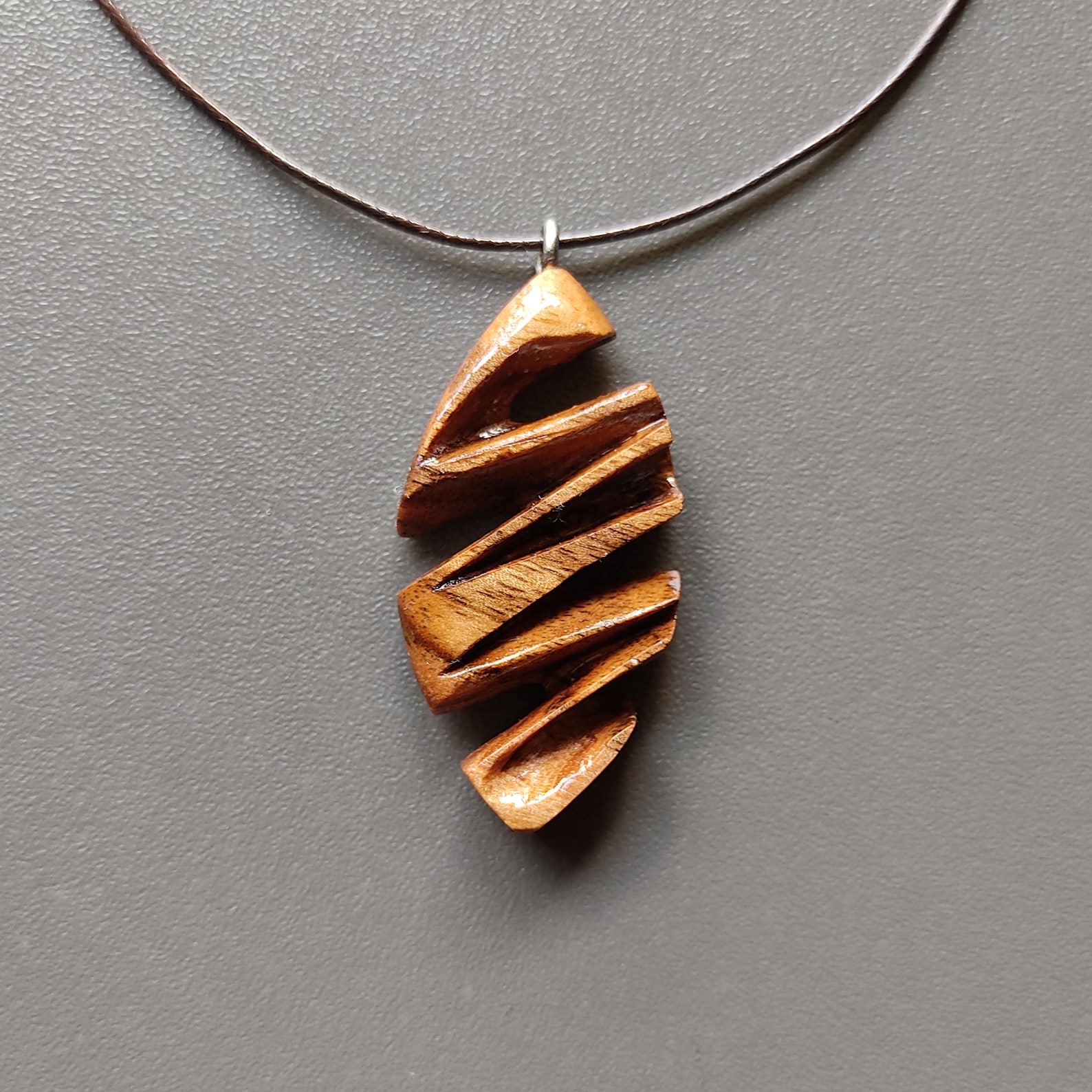 Hand Carved Walnut Wood Pendant: Eco Friendly Statement Necklace - Etsy