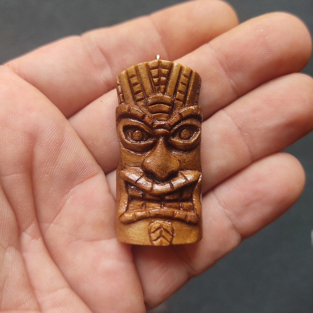 Tiki Necklace-wooden Necklace-hand Carved-eco Friendly-wood Carving ...