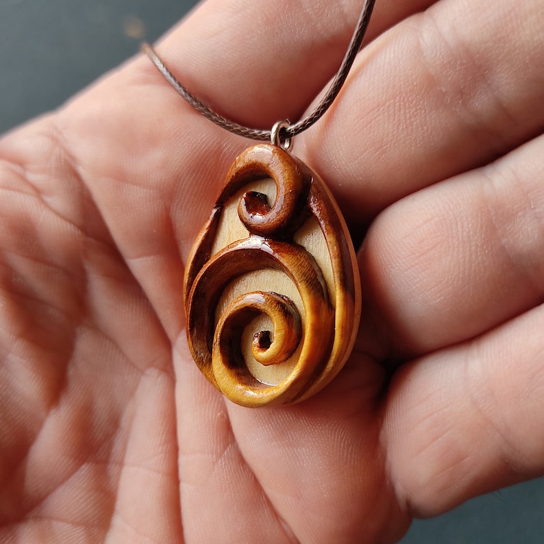 Wooden Necklace-hand Carved-eco Friendly-wood Carving Pendant for Her ...