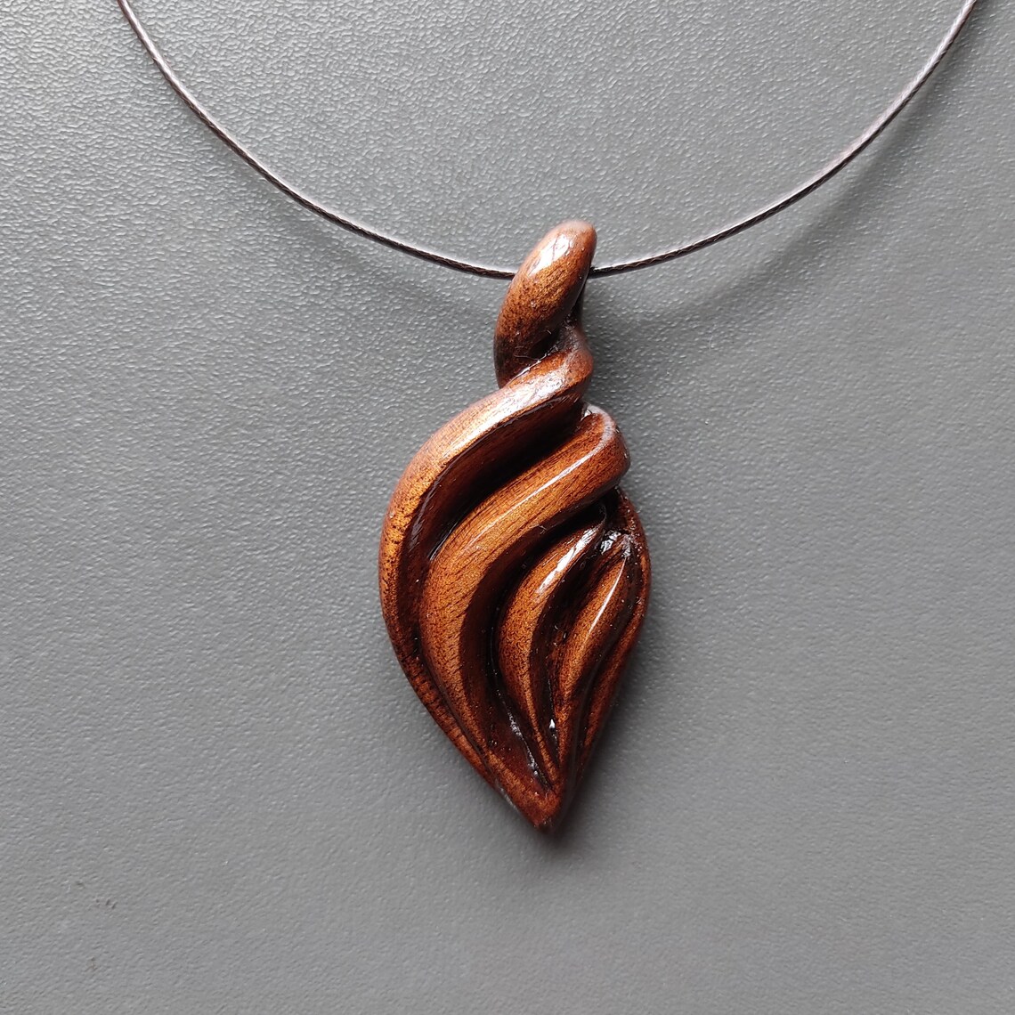 Hand Carved Black Walnut Wood Pendant Necklace: Eco Friendly Gift - Etsy