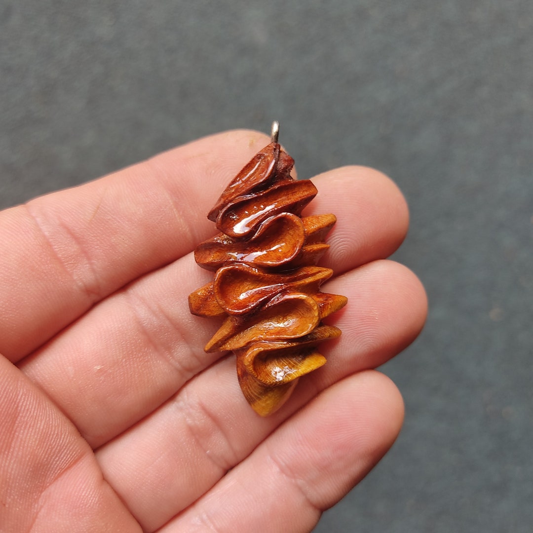 Wooden Necklace-hand Carved-eco Friendly-wood Carving Pendant for Her ...