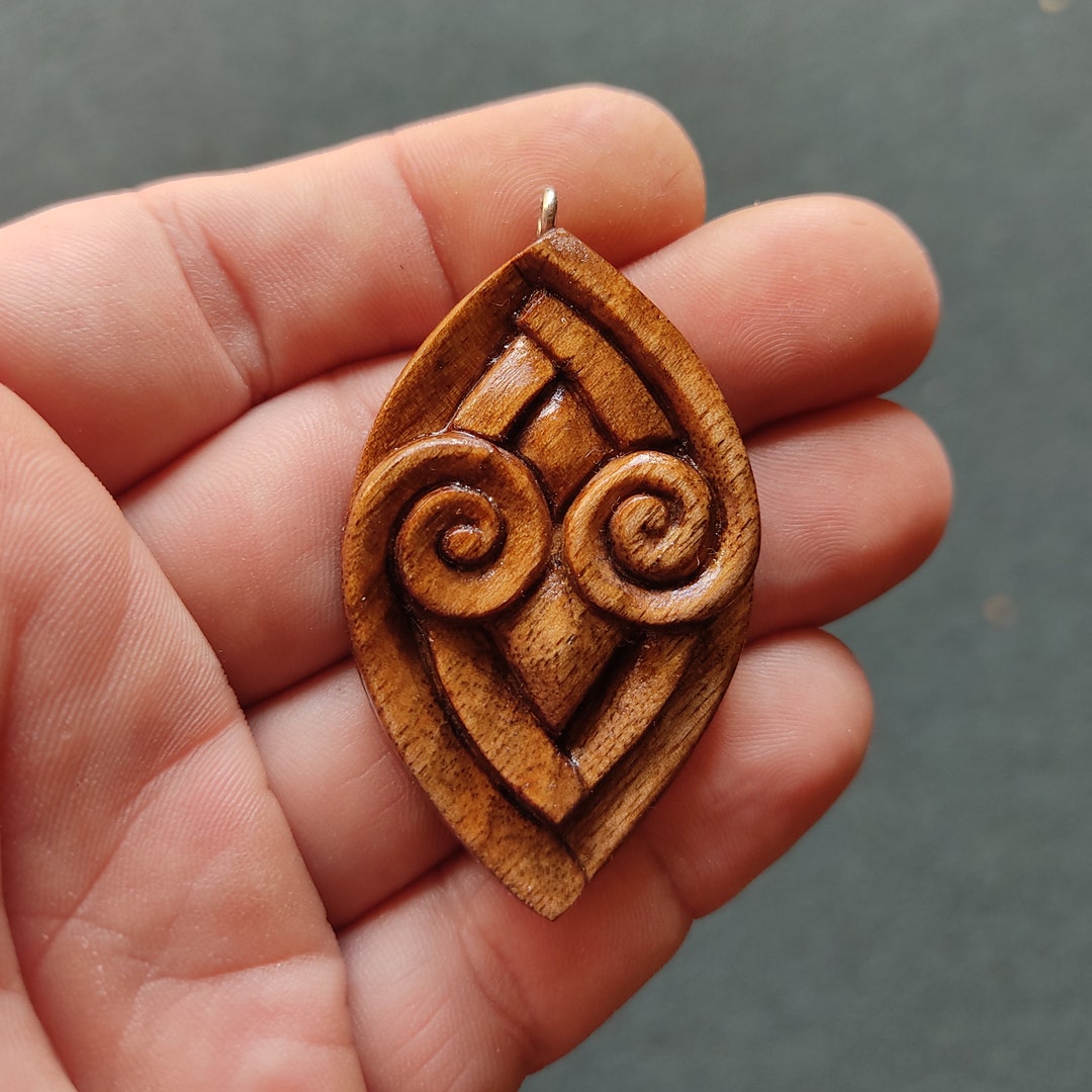 Wooden Necklace-hand Carved-eco Friendly-wood Carving Pendant for Her ...