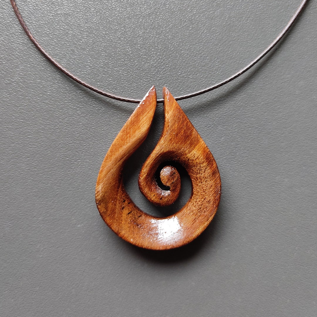 Wooden Necklace-hand Carved-eco Friendly-wood Carving Pendant for Her ...