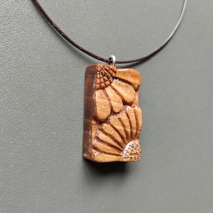Hand Carved Walnut Wood Flower Pendant Necklace: Eco Statement Jewelry ...