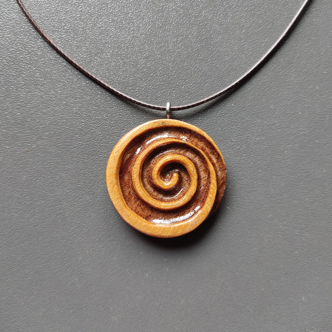 Spiral Necklace-hand Carved Wooden Necklace-wood Carving Pendant for ...