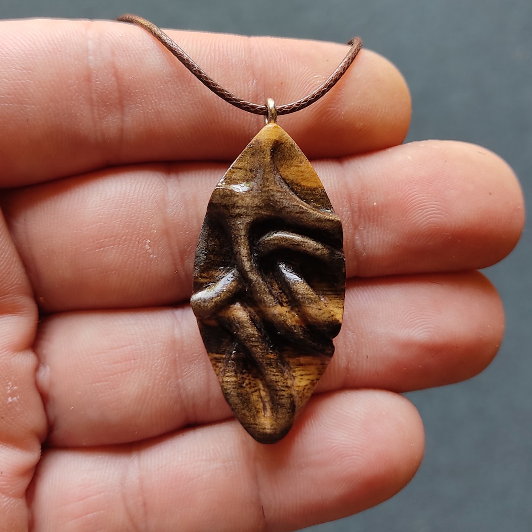Hand Carved Wooden Necklace-wood Carving Pendant for Her and Him ...