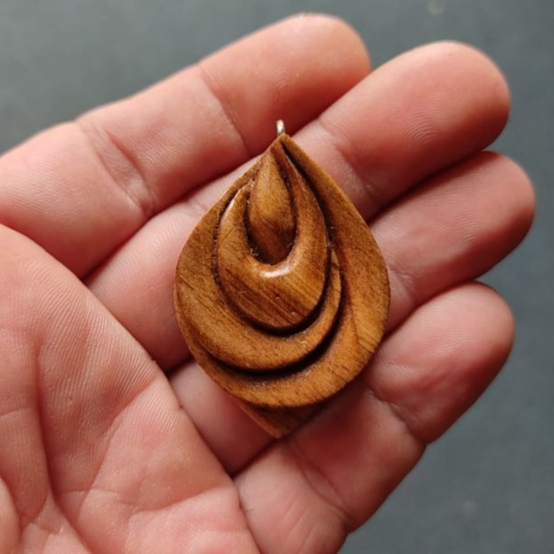 Wooden Necklace-hand Carved-eco Friendly-wood Carving Pendant for Her ...