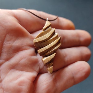 Hand Carved Walnut Wood Pendant Necklace: Eco-friendly Statement ...