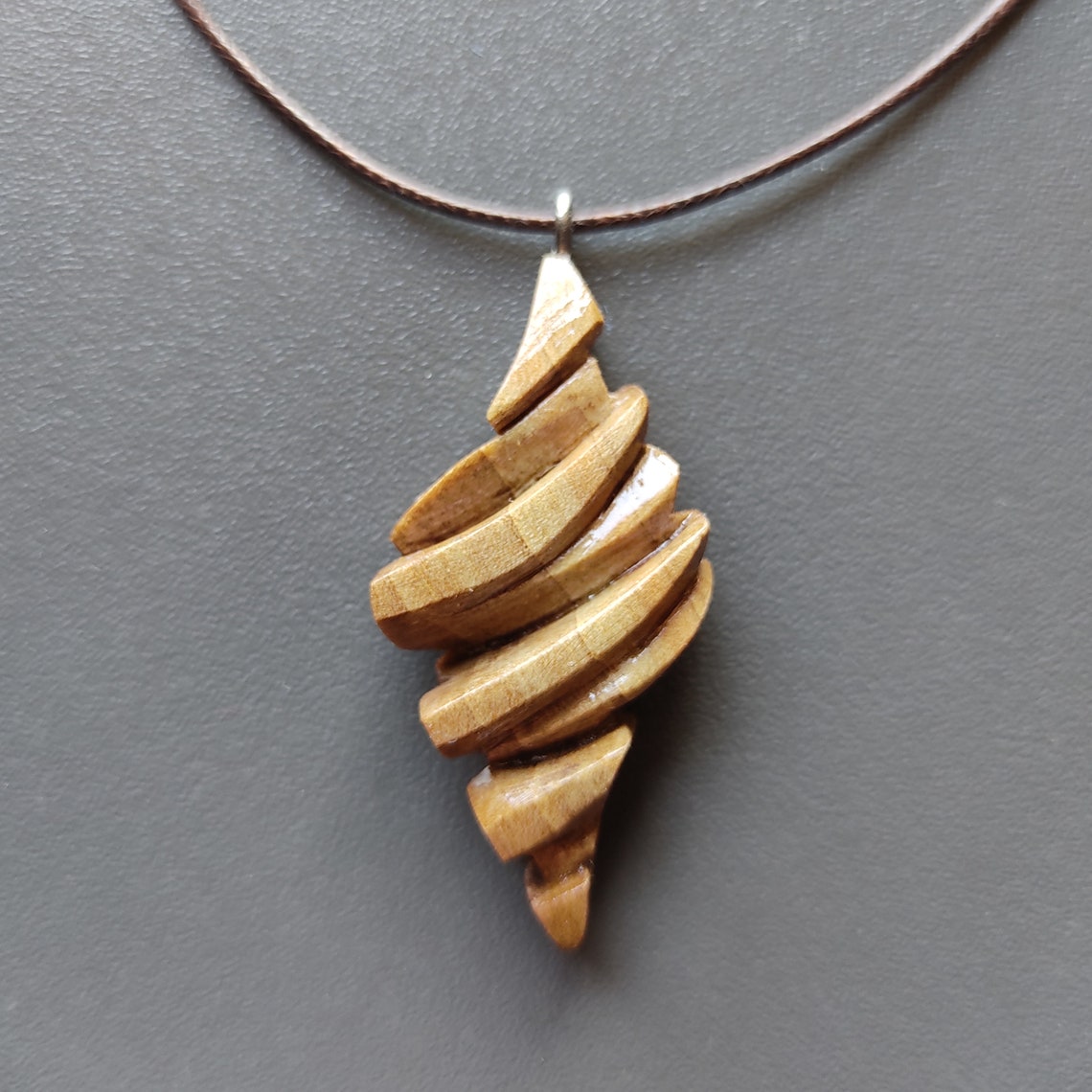 Hand Carved Walnut Wood Pendant Necklace: Eco-friendly Statement ...