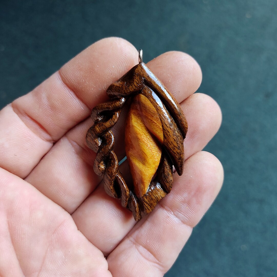 Wooden Necklace-hand Carved-eco Friendly-wood Carving Pendant for Her ...