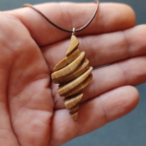 Hand Carved Walnut Wood Pendant Necklace: Eco-friendly Statement ...