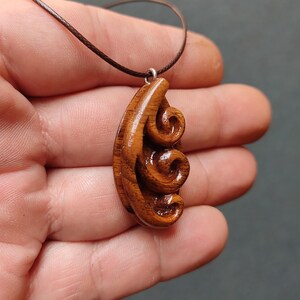 Hand Carved Walnut Wood Pendant Necklace: Eco-friendly Statement ...