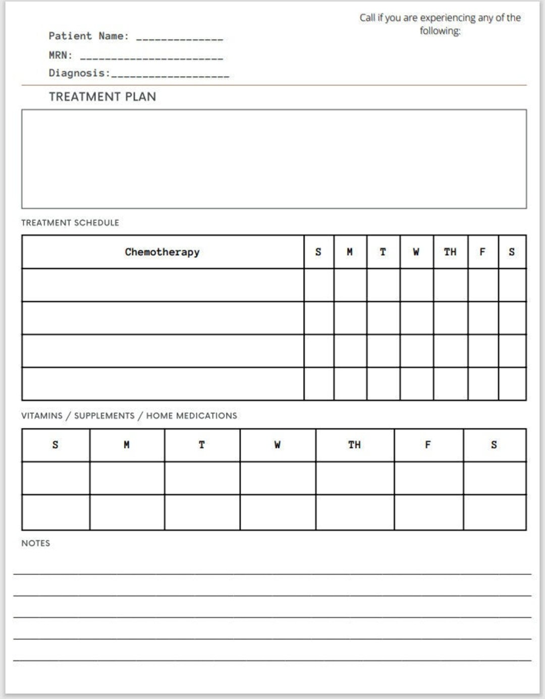 Chemotherapy Take Home Sheet, Patient Home Medication Management - Etsy