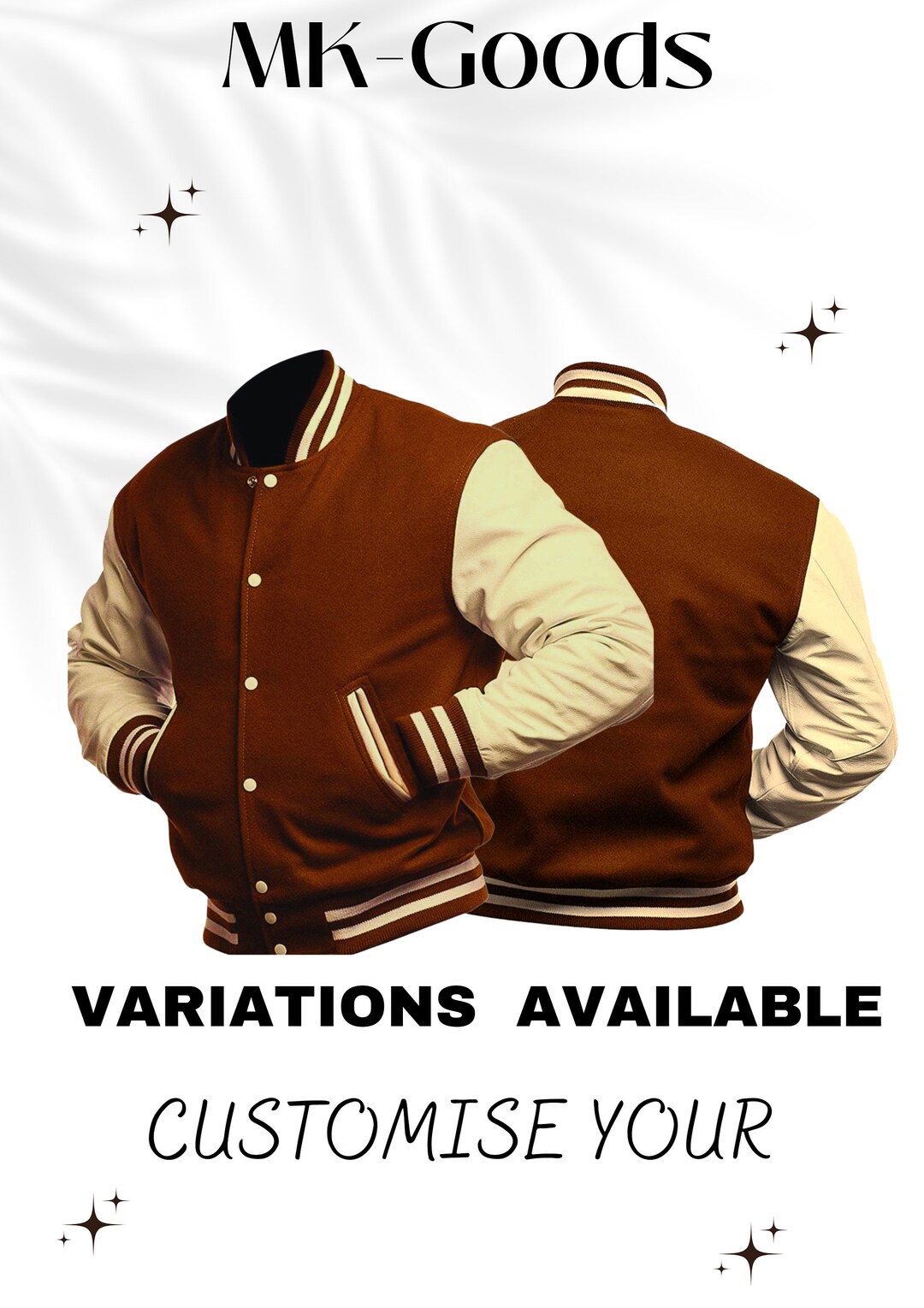 Brown-Creame Varsity Jacket Bomber jacket Baseball jacket Letterman ...