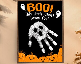 Halloween Ghost Handprint Art Printable Handprint Craft for - Etsy