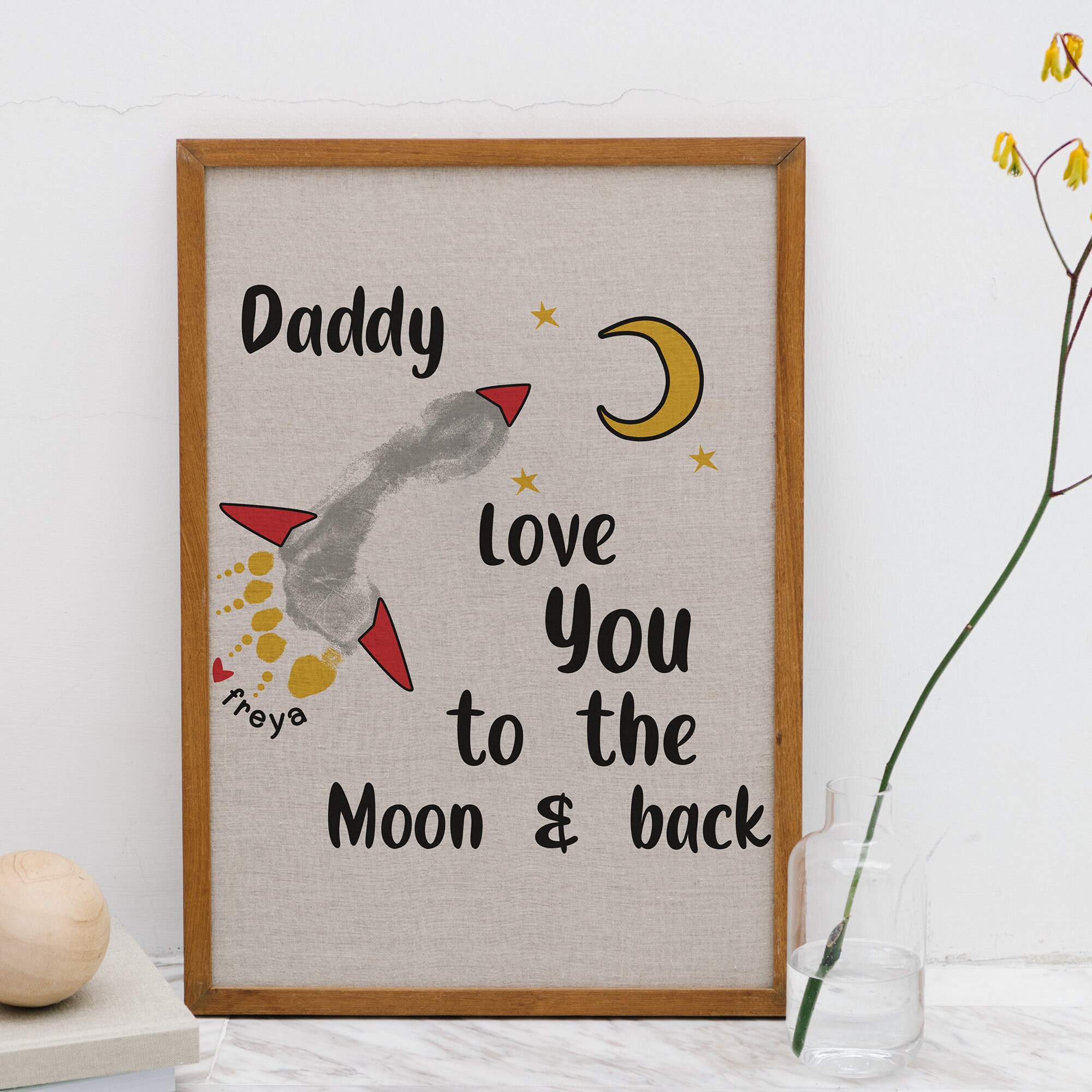 Daddy Love You Father's Day Footprint Art Personalized - Etsy