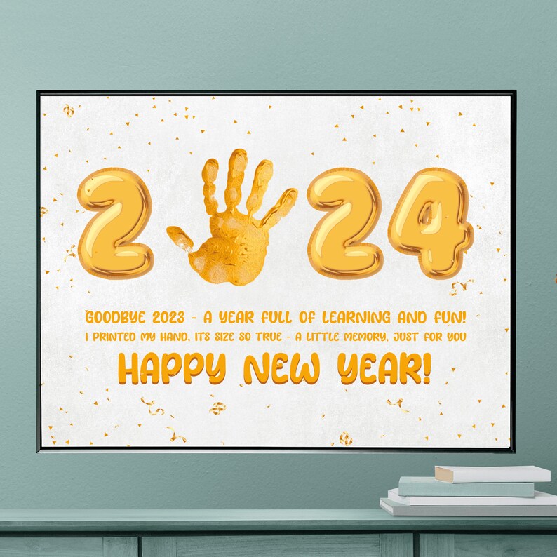 New Year 2024 Art Craft Handprint Poem Happy New Year Baby Kids Toddler ...