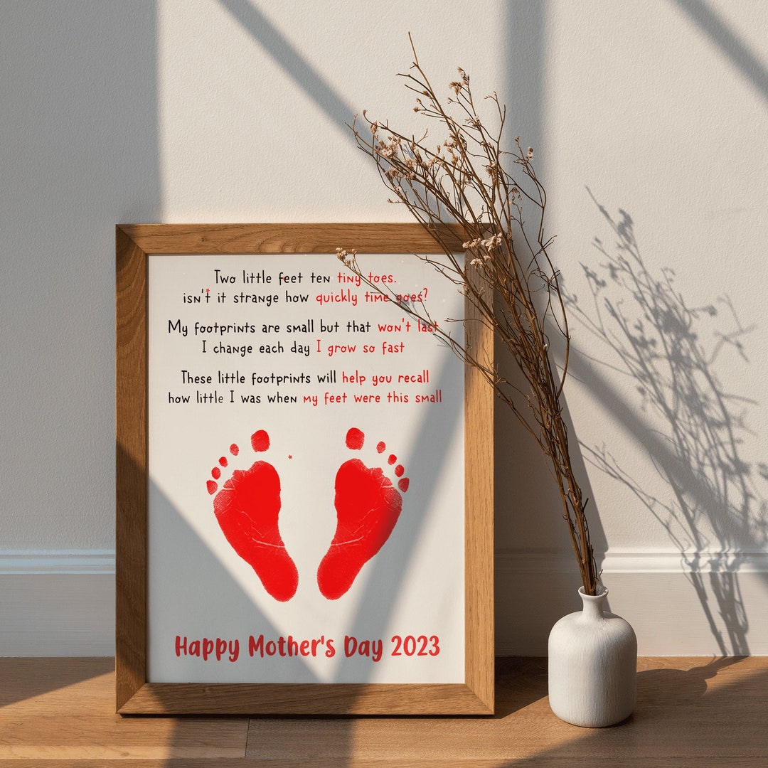 Two Little Feet Ten Tiny Toes Happy Mother's Day 2023 Footprint Craft ...