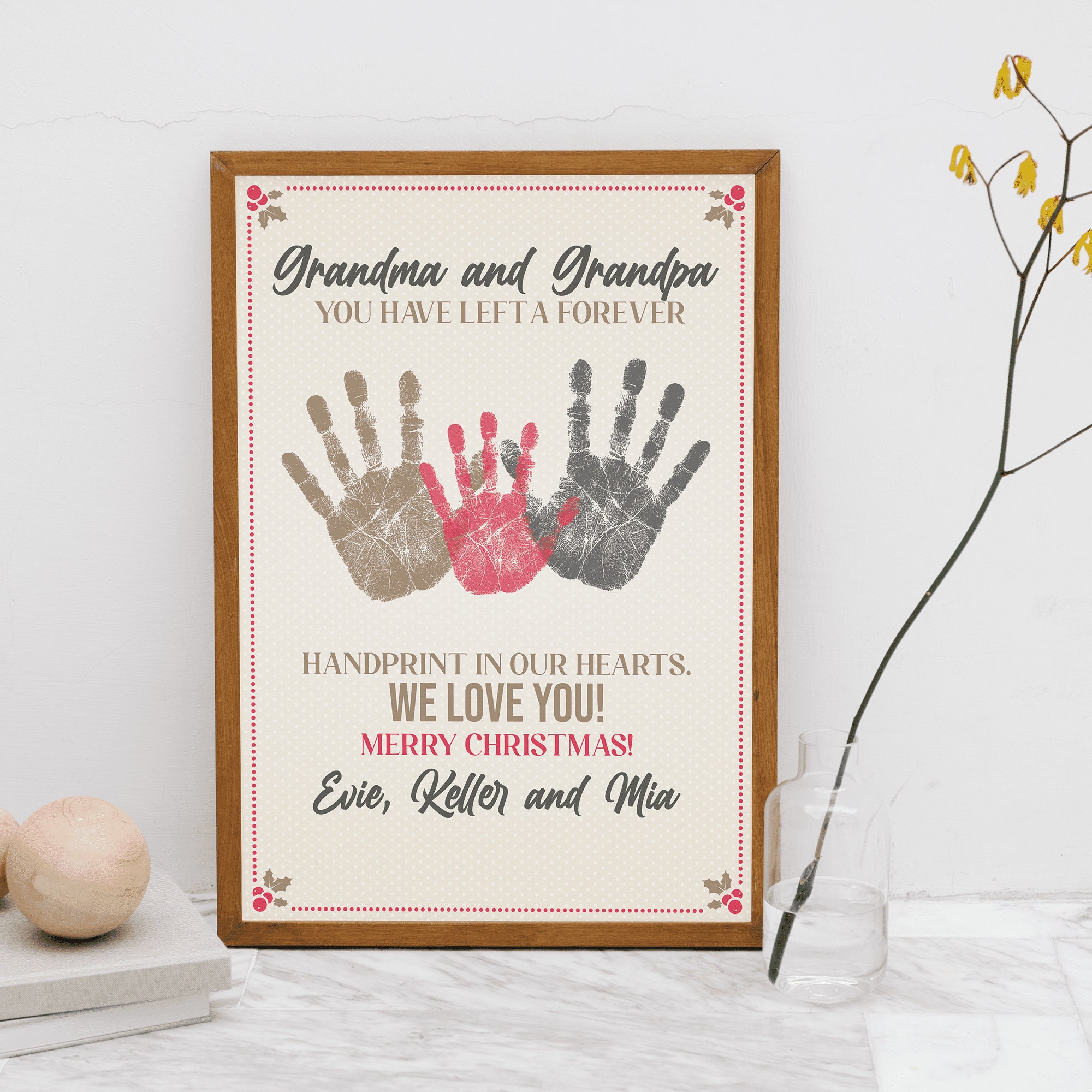 Handprint Gift for Grandma & Grandpa From Kids Personalized Christmas ...