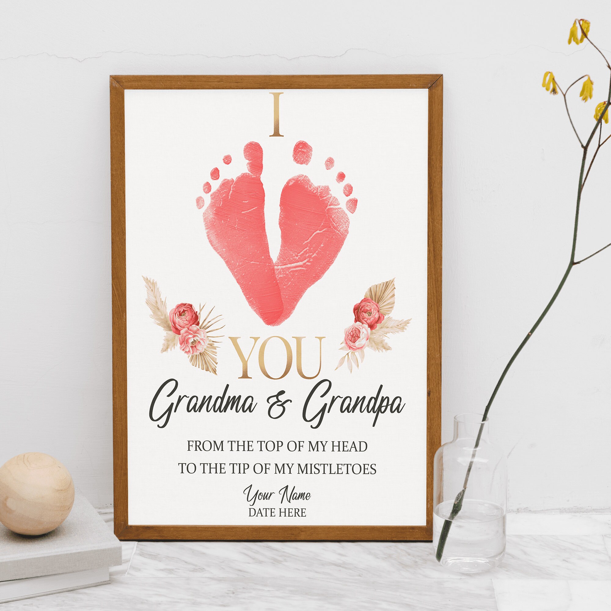 Printable Valentine's Gift for Grandparents Baby Footprint Craft for ...