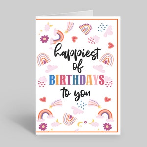 Printable Rainbow Birthday Card Boho Rainbow Birthday Card Funny ...