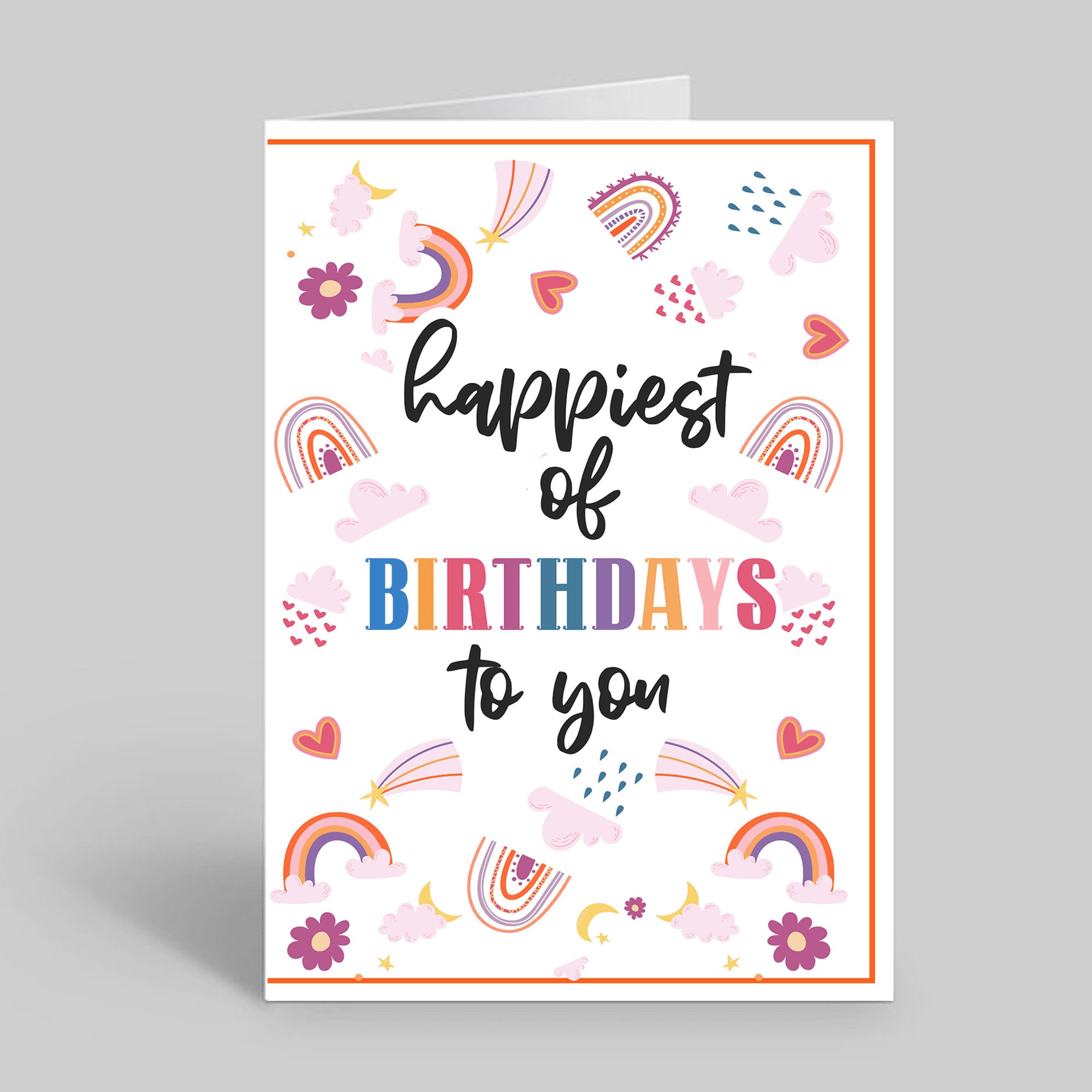 Printable Rainbow Birthday Card Boho Rainbow Birthday Card - Etsy