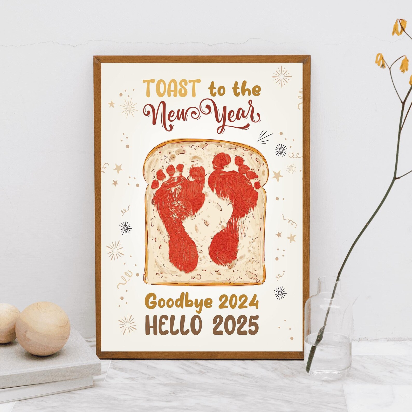 New Years 2025 Art Craft New Year's Footprint Art Handprint Footprint ...