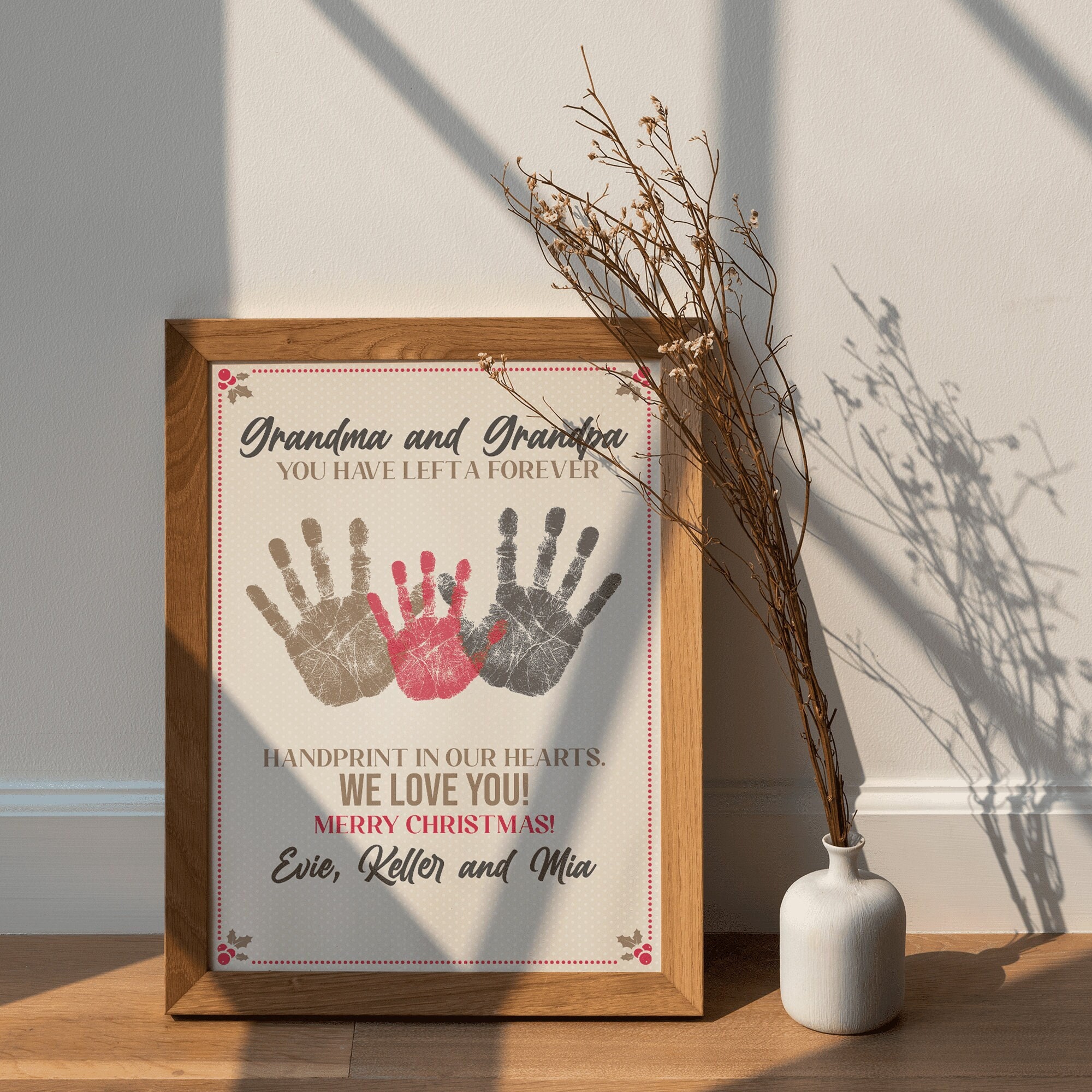 Handprint Gift for Grandma & Grandpa From Kids Personalized Christmas ...