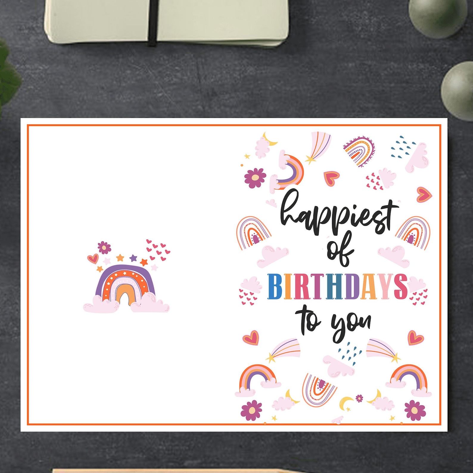 Printable Rainbow Birthday Card Boho Rainbow Birthday Card - Etsy