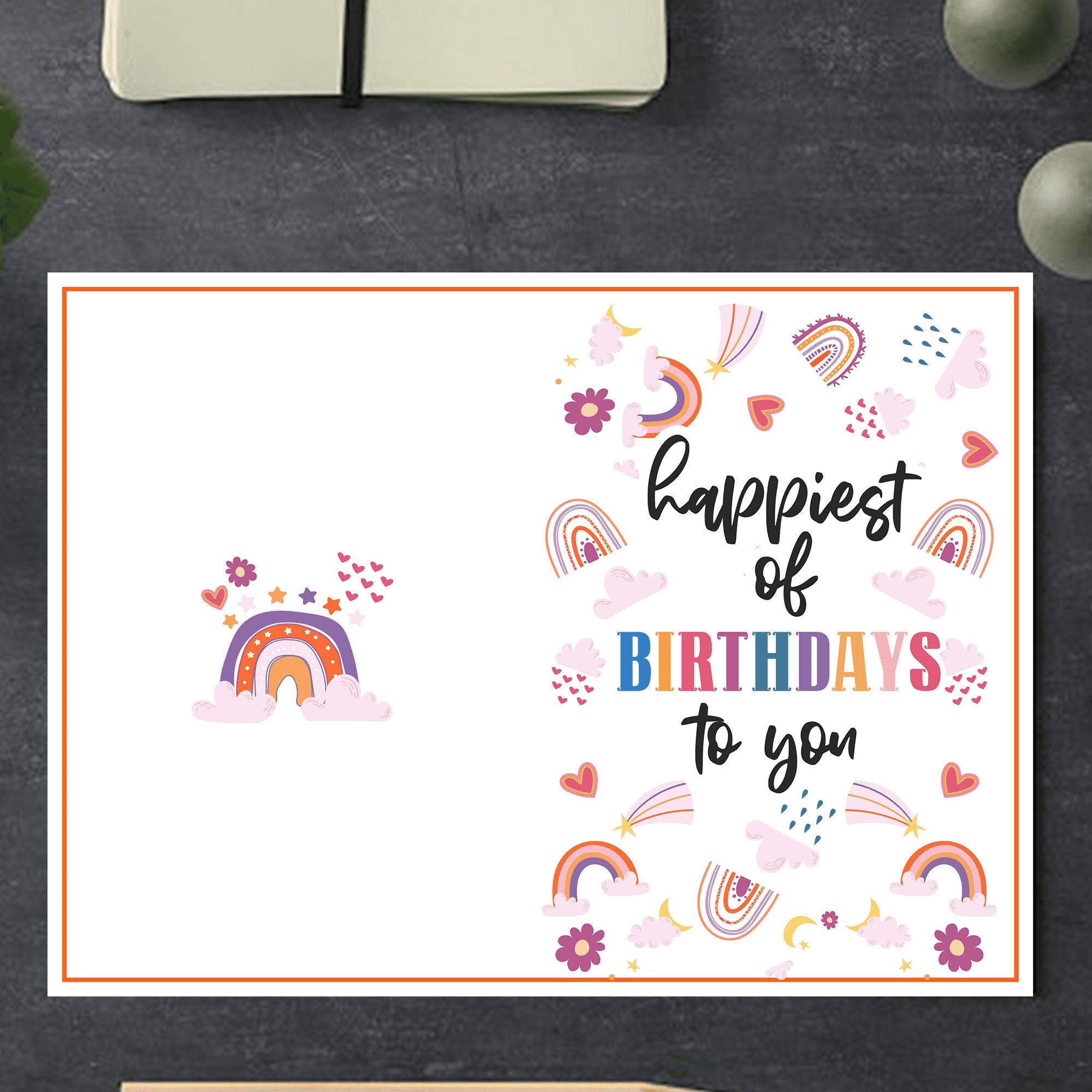 Printable Rainbow Birthday Card Boho Rainbow Birthday Card - Etsy