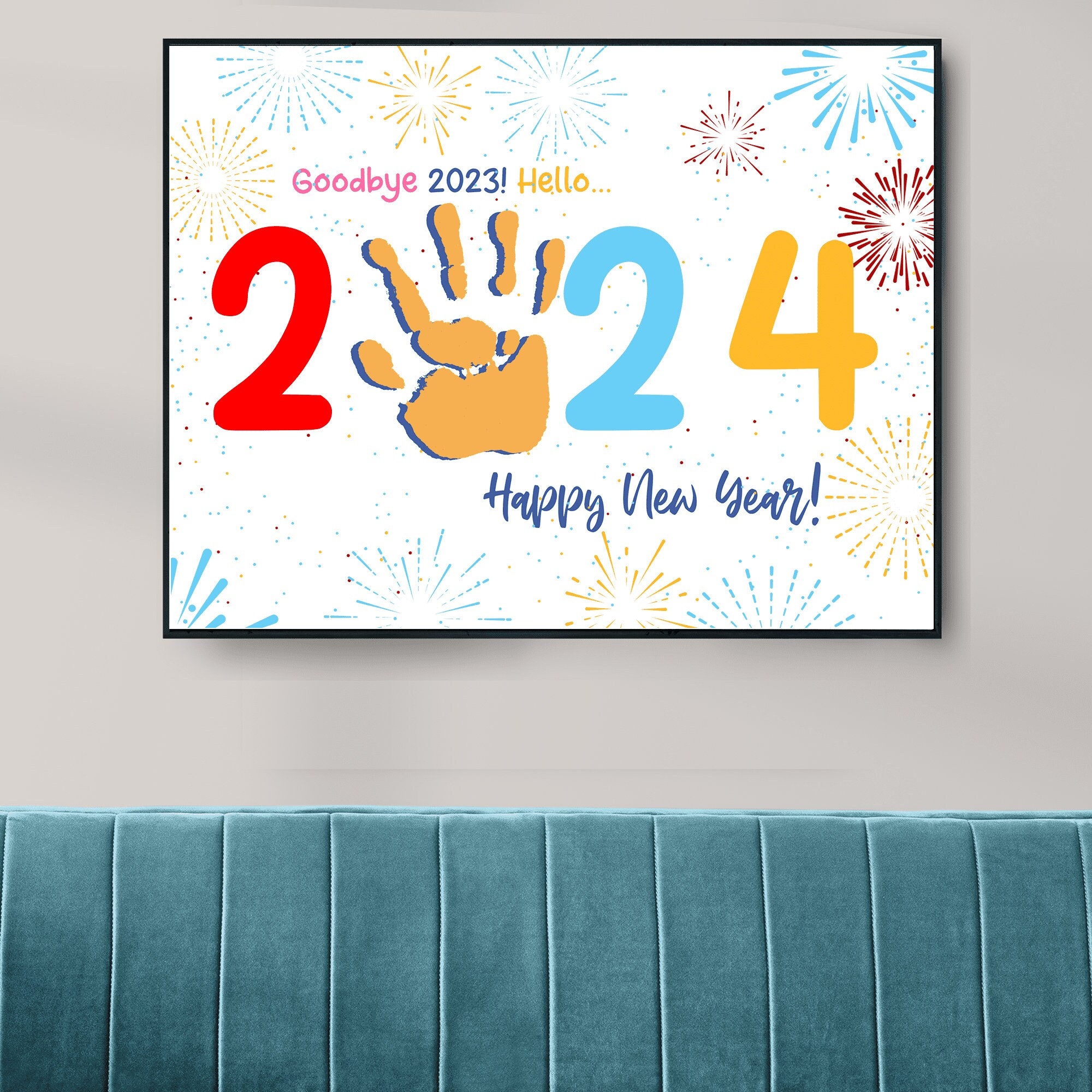 Goodbye 2023 New Year's 2024 Handprint Art New Year Baby Kids Toddler ...