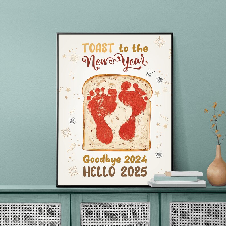 New Years 2025 Art Craft New Year's Footprint Art Handprint Footprint ...