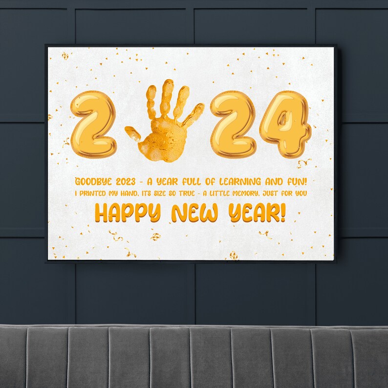 New Year 2024 Art Craft Handprint Poem Happy New Year Baby Kids Toddler ...