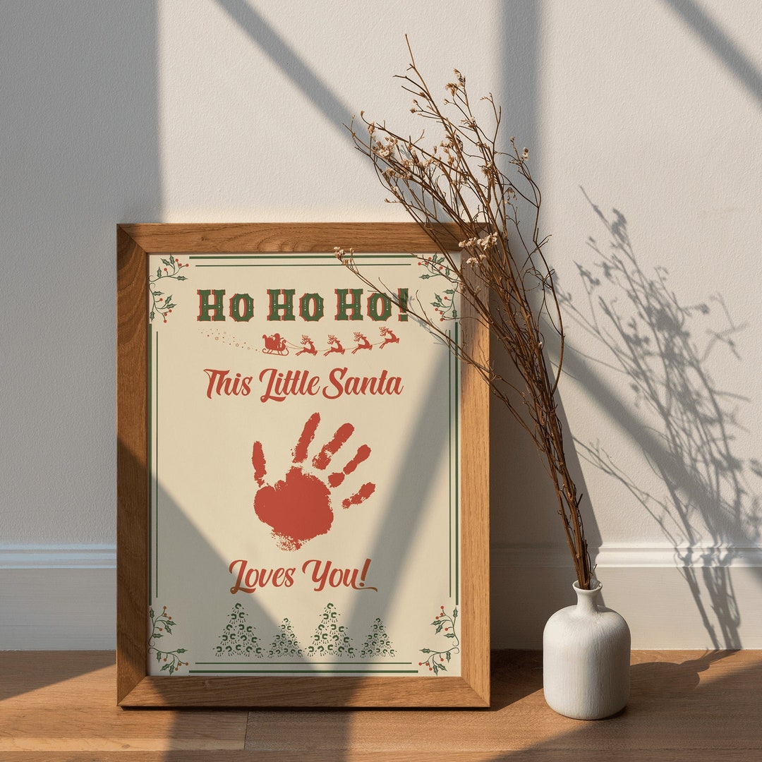 Santa Handprint Keepsake Ho Ho H This Little Santa Loves You Baby ...