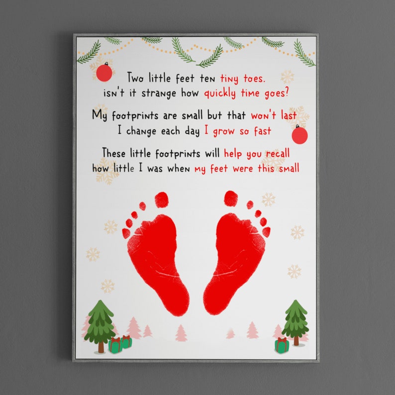 Two Little Feet Ten Tiny Toes Christmas Footprint Art Baby - Etsy Canada