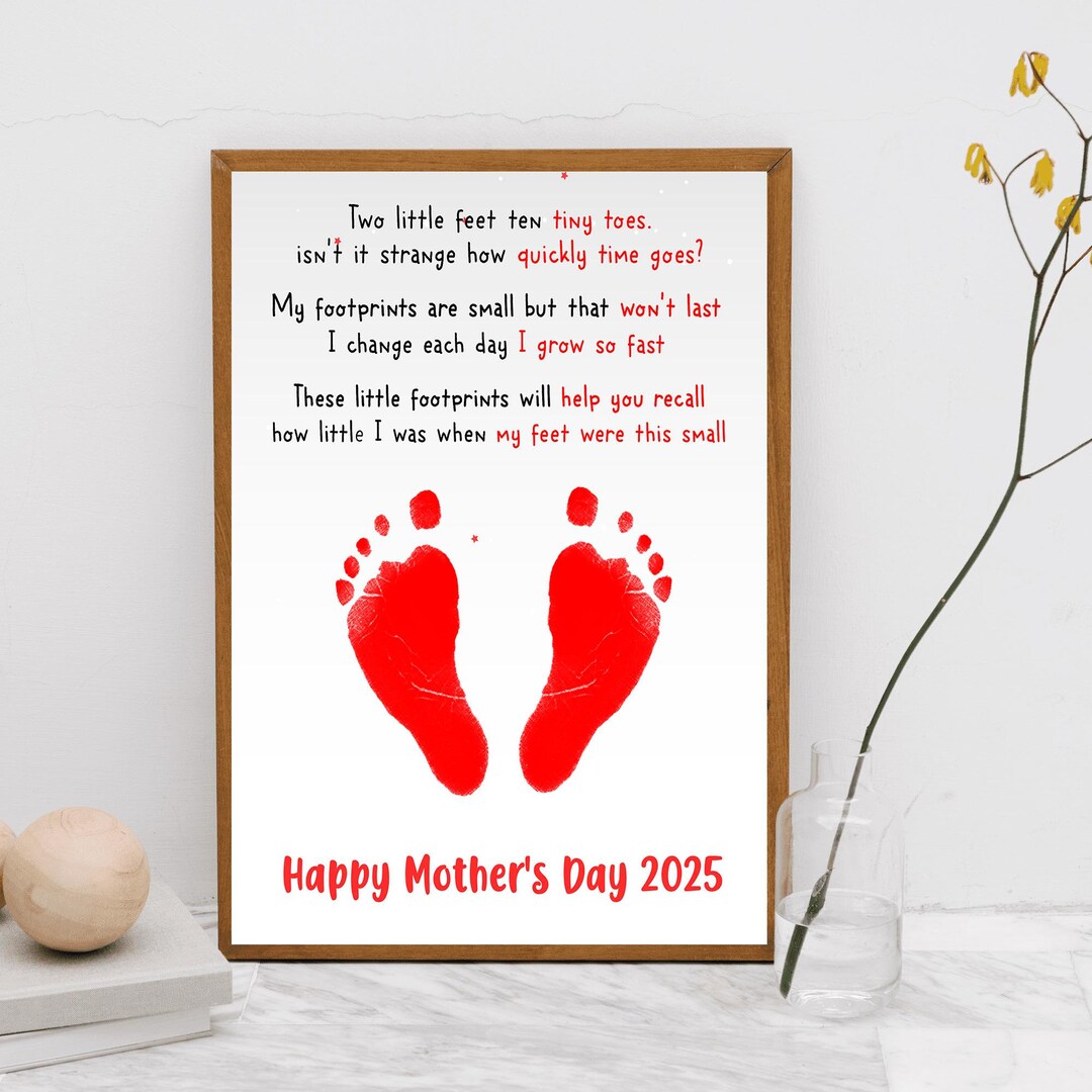 Two Little Feet Ten Tiny Toes Happy Mother's Day 2025 Footprint Craft ...